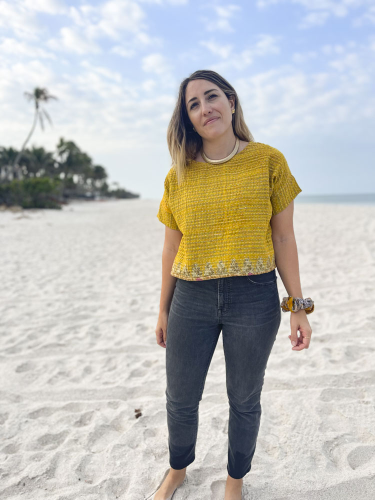 Kantha Boxy Top - XS - Yellow - Durian & The Lyon