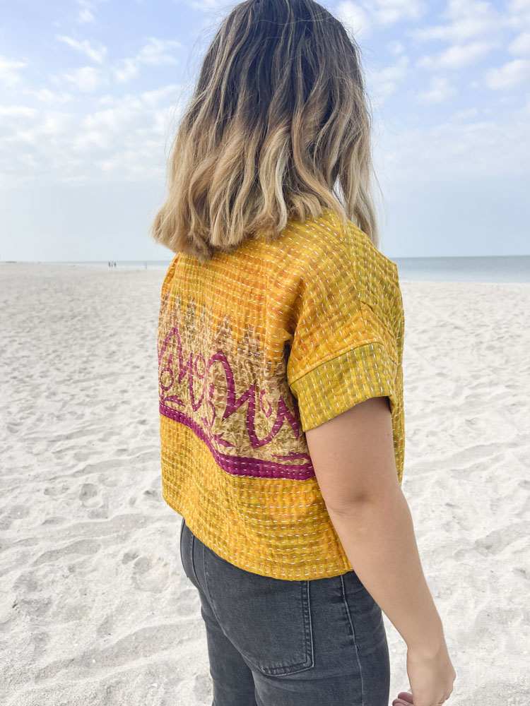 Kantha Boxy Top - XS - Yellow - Durian & The Lyon