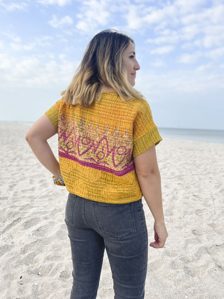 Kantha Boxy Top - XS - Yellow - Durian & The Lyon