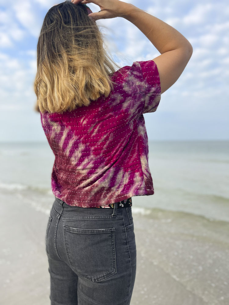 Kantha Boxy Top - S - Pink Tie dye - Durian & The Lyon