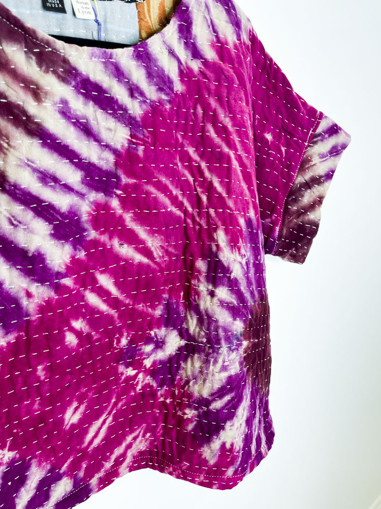 Kantha Boxy Top - S - Pink Tie dye - Durian & The Lyon