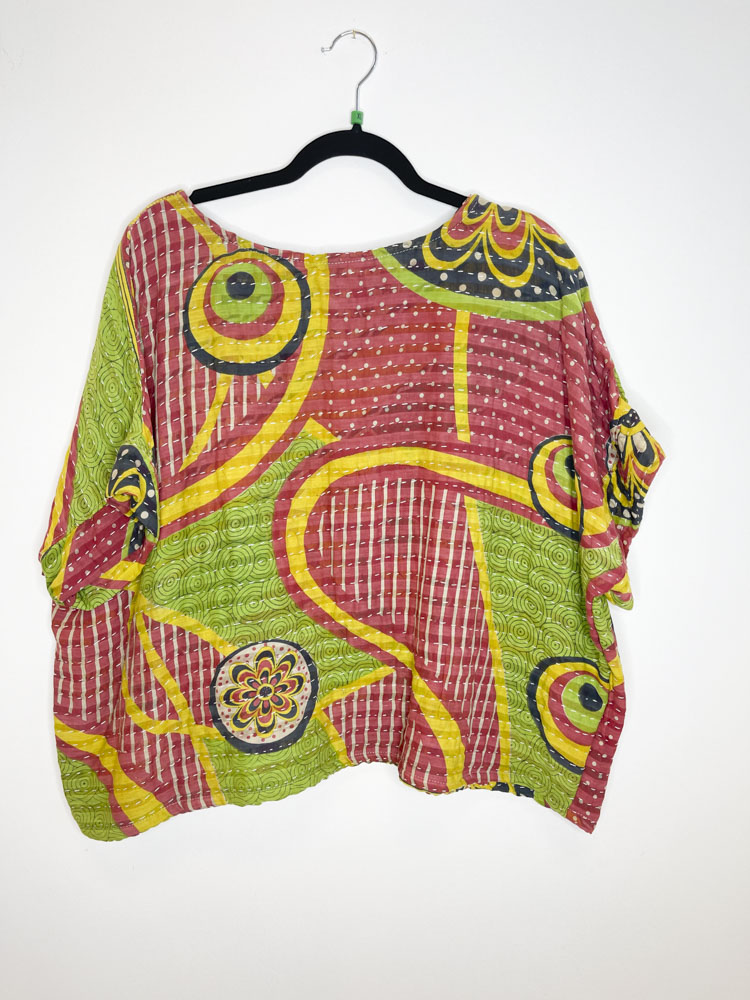 Kantha Boxy Top with Pockets - XL - Abstract - Durian & The Lyon