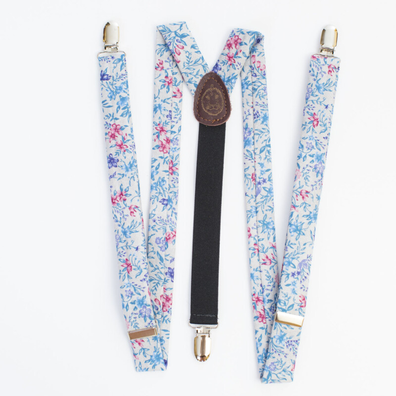 Gray Vintage Floral 1" Clip-On Women's Suspenders - Durian & The Lyon