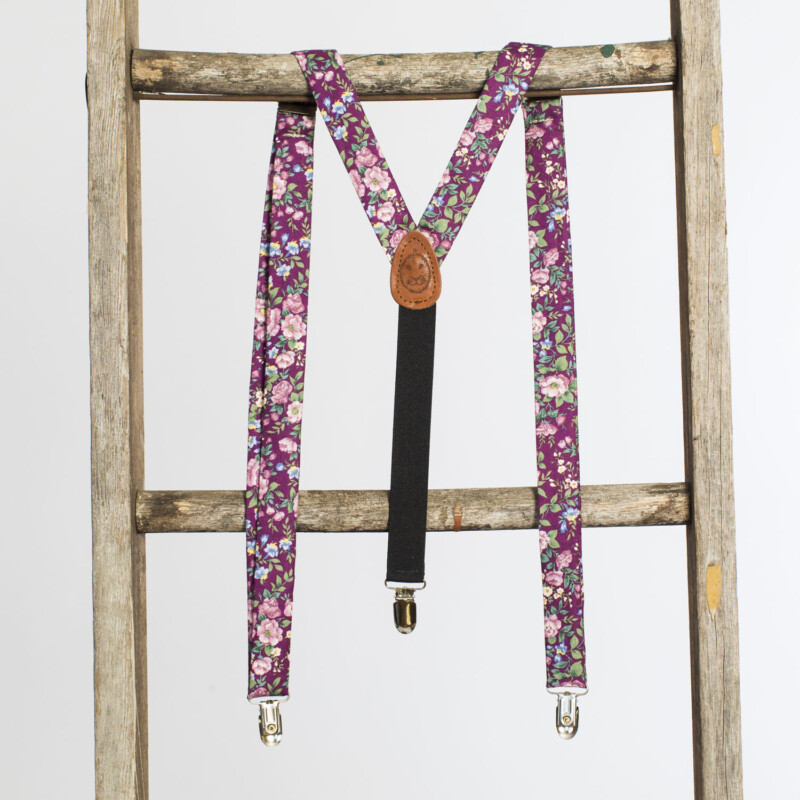 Purple Vintage Floral 1" Clip-On Women's Suspenders - Durian & The Lyon