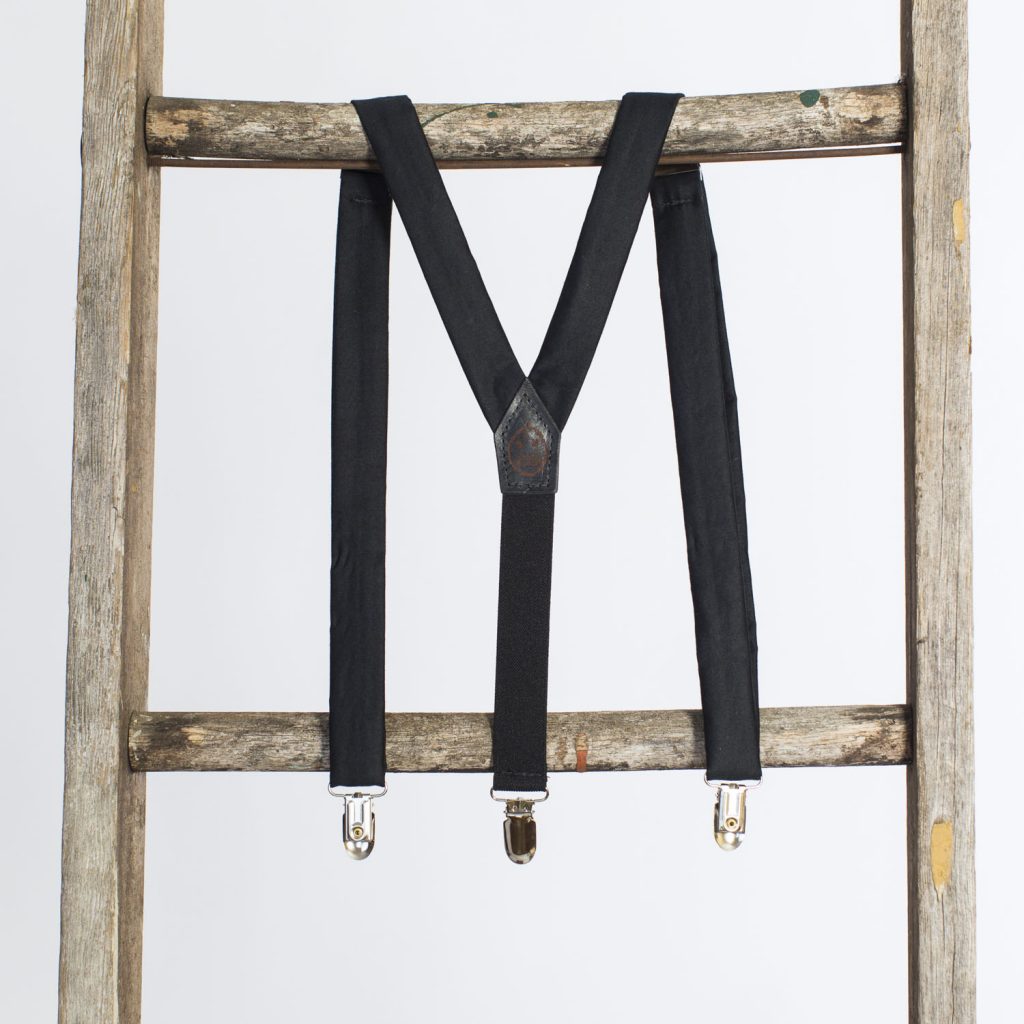 Black Sateen 1" Clip-On Women's Suspenders - Durian & The Lyon