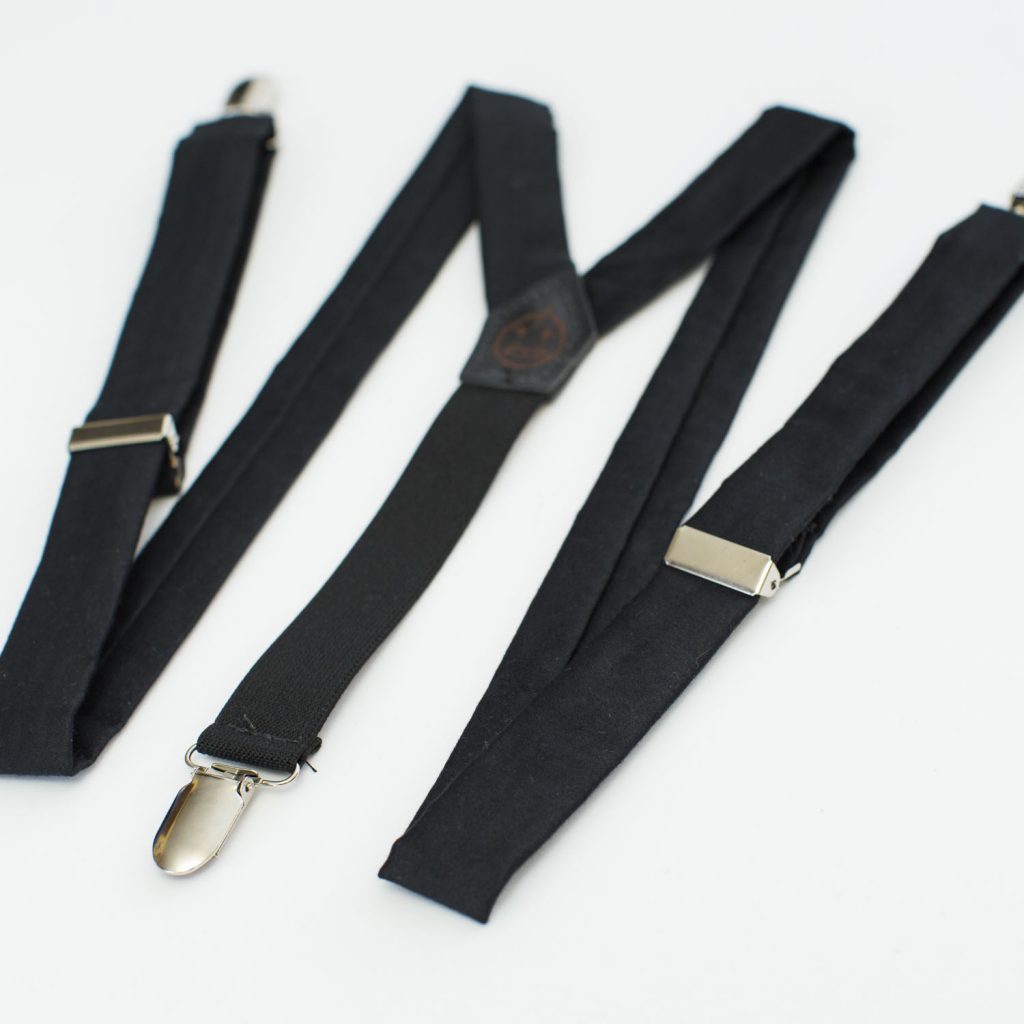 Black Sateen 1" Clip-On Women's Suspenders - Durian & The Lyon