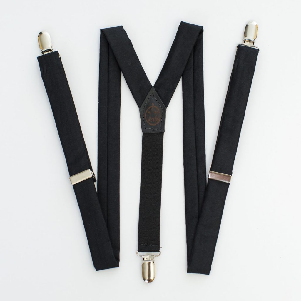 Black Sateen 1" Clip-On Women's Suspenders - Durian & The Lyon