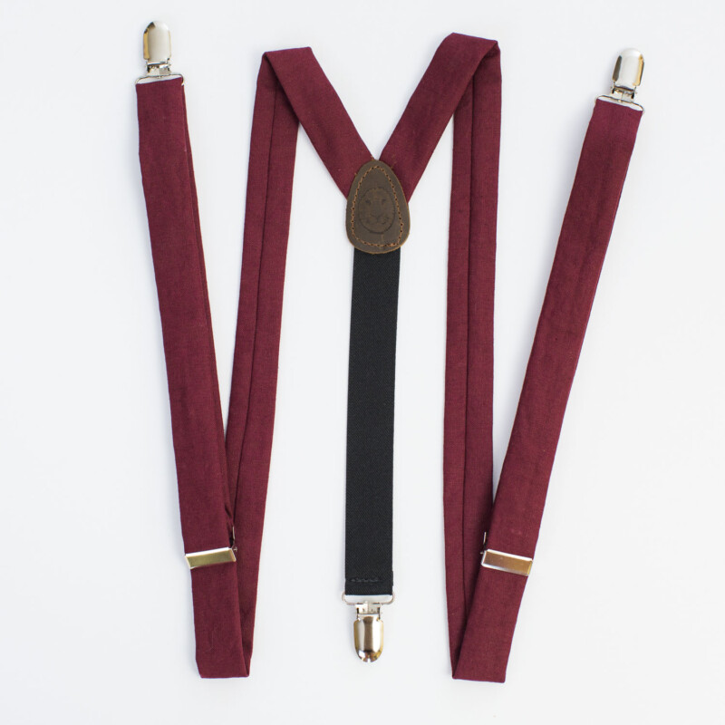 Crimson Linen 1" Clip-On Women's Suspenders - Durian & The Lyon