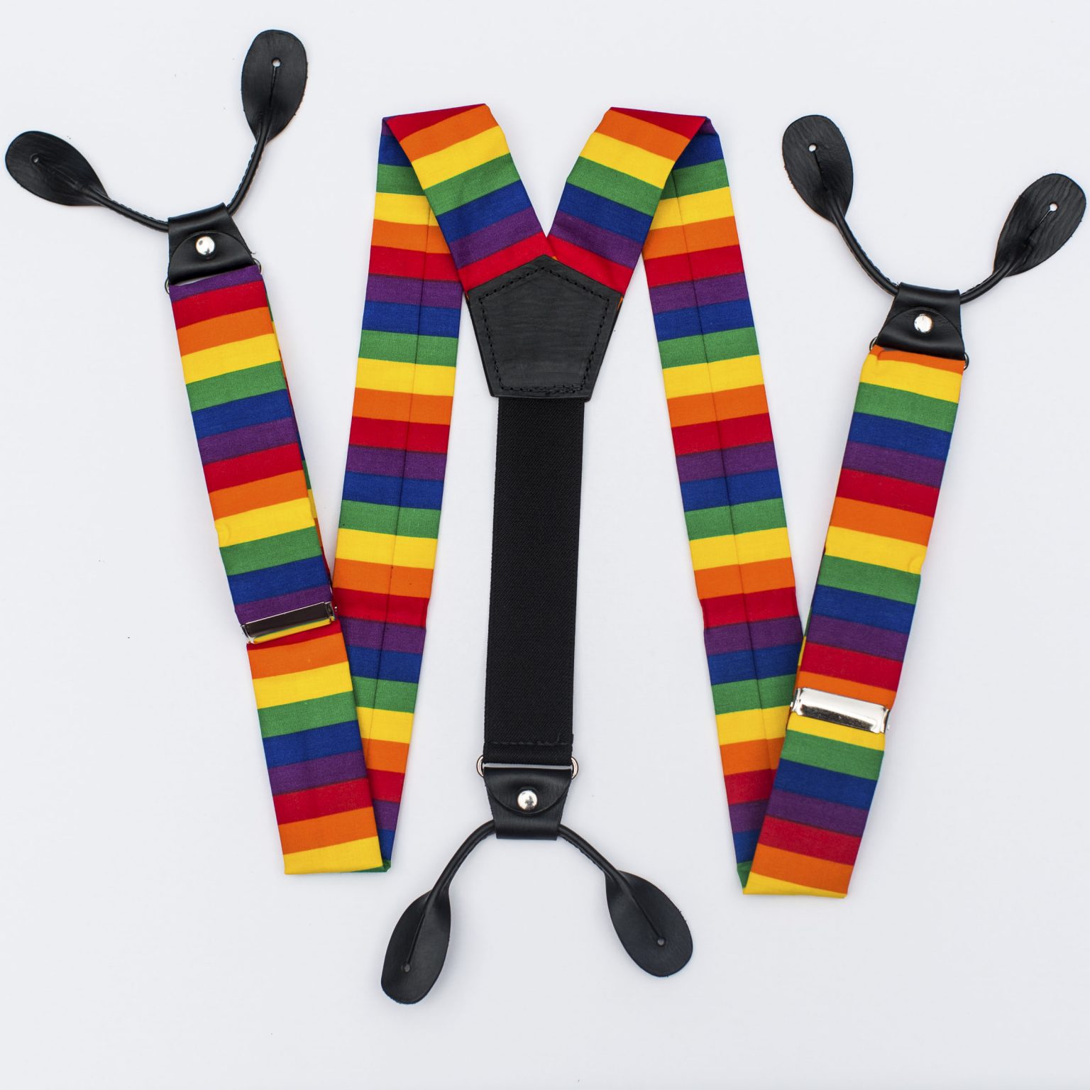 Rainbow Striped 1.5" Button Suspenders - Durian & The Lyon
